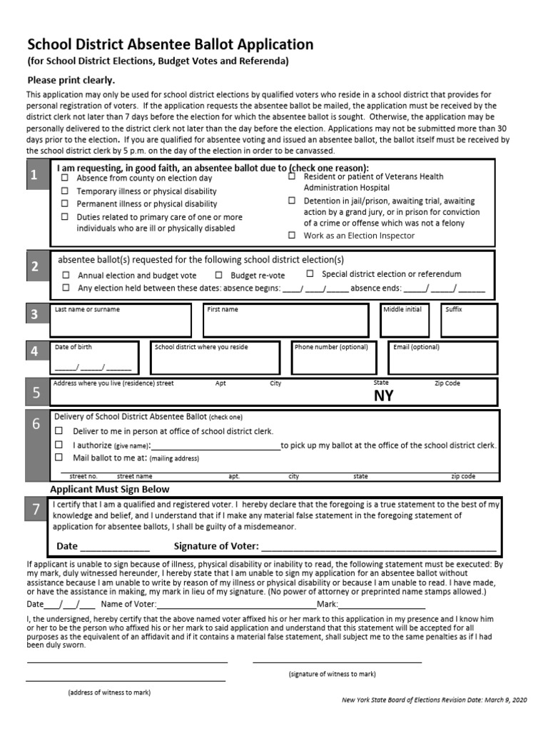 School District Absentee Ballot Request | PDF | Absentee Ballot ...