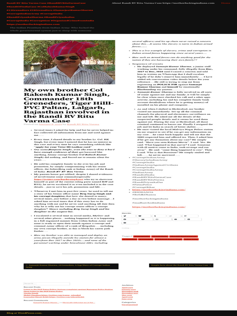 My Own Brother Col Rakesh Kumar Singh, Commander 18th Greneders, Tiger ...