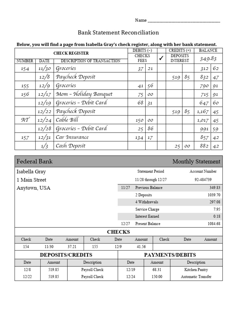 Bank Statement Reconciliation Guide | PDF | Paycheck | Deposit Account