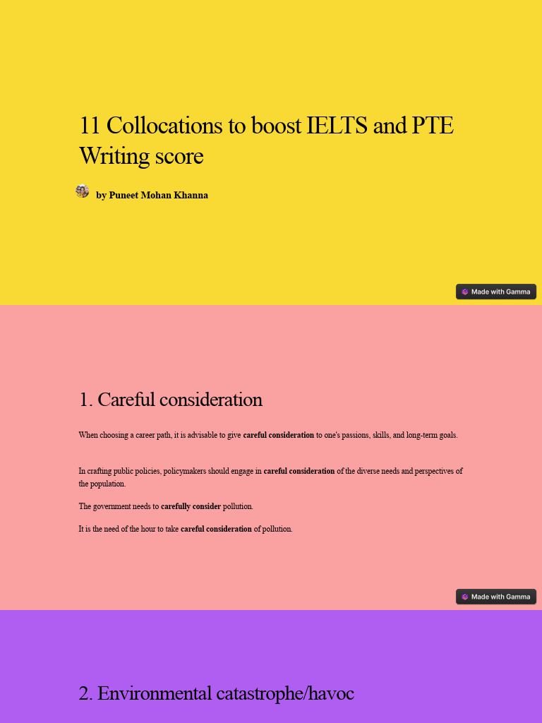 11 Collocations To Boost IELTS and PTE Writing Score | PDF | Pollution ...