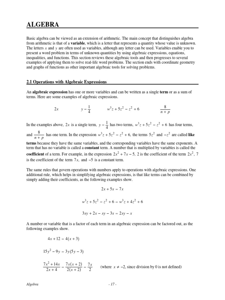 Math Review 3 | PDF | Equations | Variable (Mathematics)