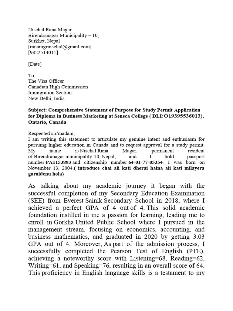 Nischal SOP | Download Free PDF | Cost Of Living | Marketing