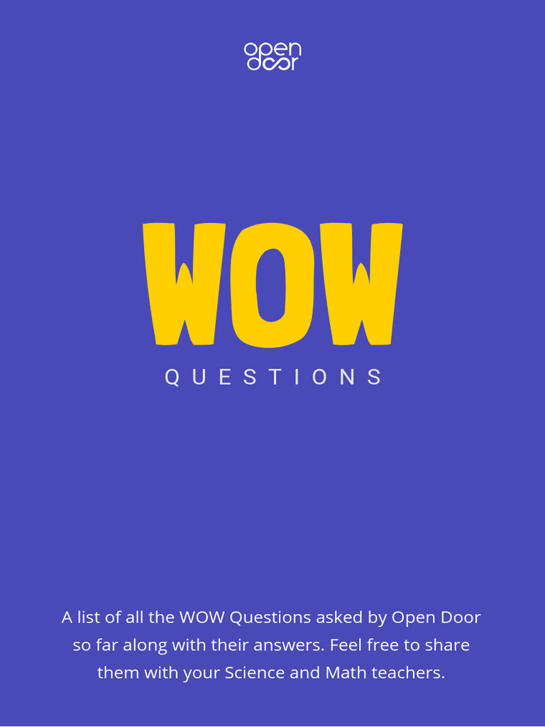 Open Door WOW Questions Booklet! | PDF