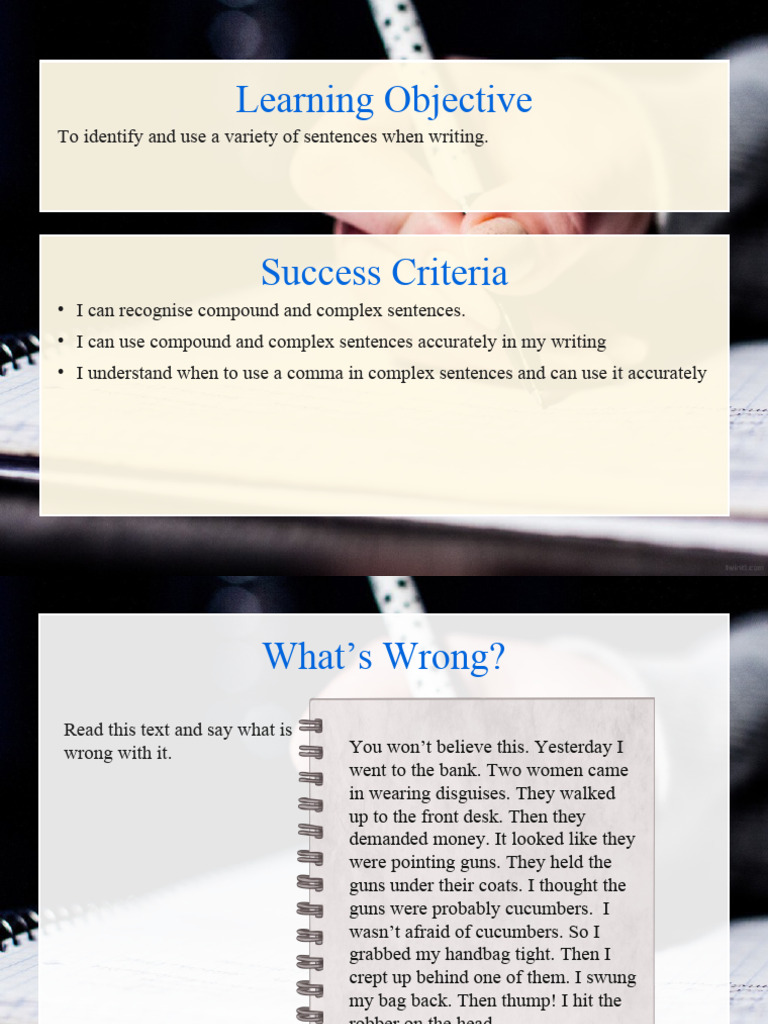 Lesson 1 Complex Sentences PowerPoint New | PDF | Comma | Clause