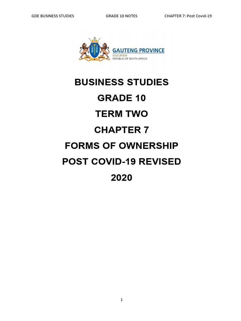 Forms of Ownership Notes GR10 2024 | PDF | Partnership | Sole ...