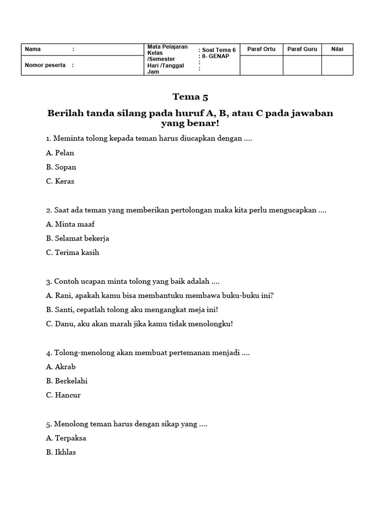 Ujian Tema 5 Exercise | PDF