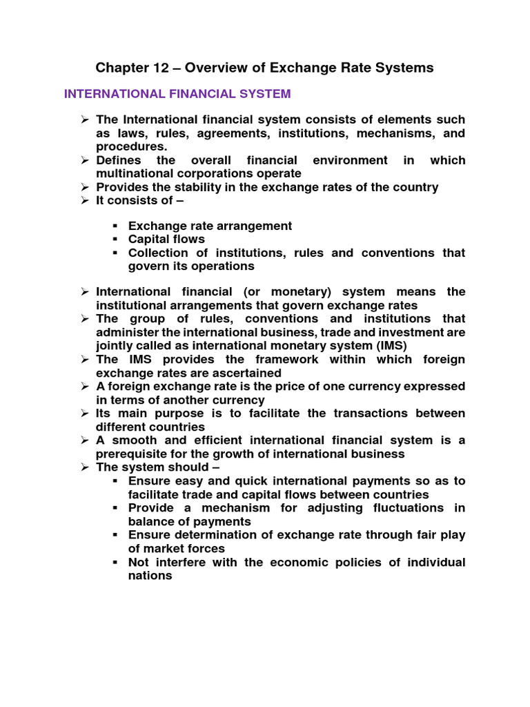 Chapter 12 - Overview of Exchange Rate Systems | PDF | Exchange Rate ...