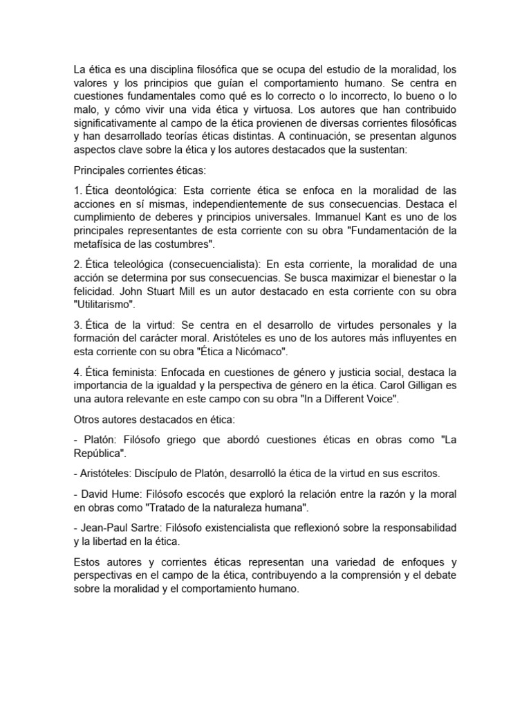 La Etica | PDF | Etica de la Virtud | Moralidad