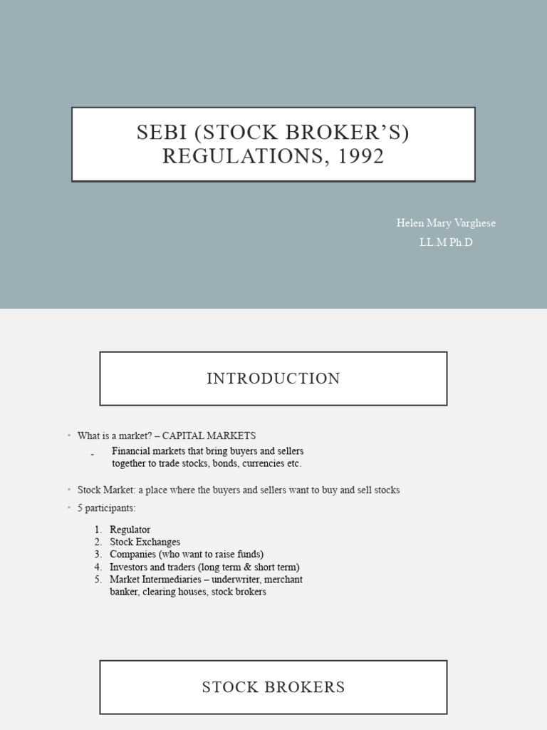 Sebi (Stock Broker's) Regulations | PDF | Stocks | Stockbroker