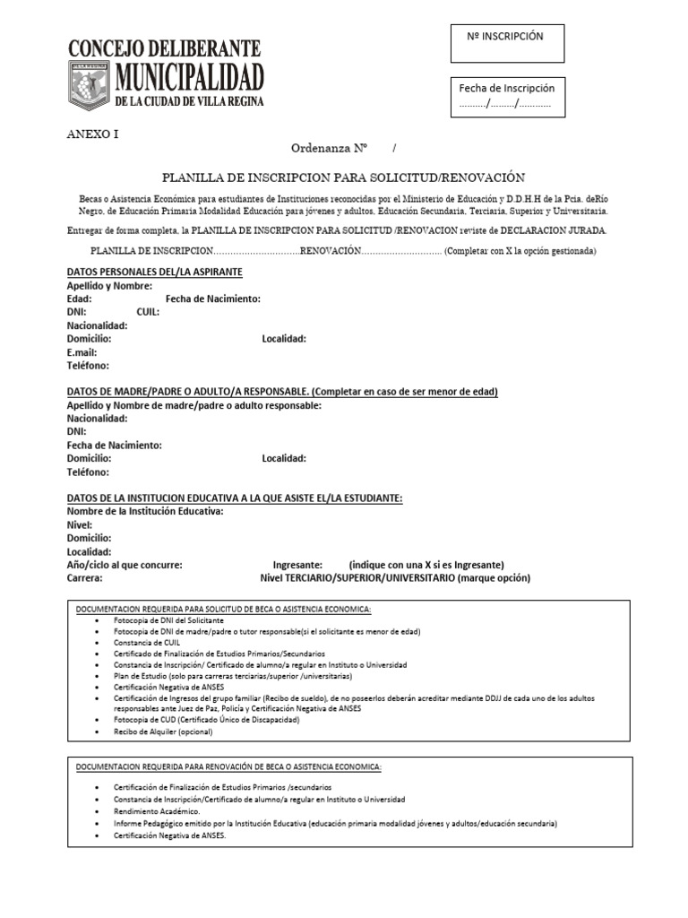 Formulario Becas 1 | PDF | Documento de identidad