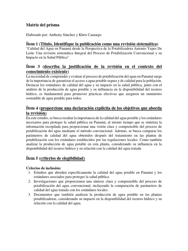 Matriz Del Prisma | PDF | Agua potable | Agua