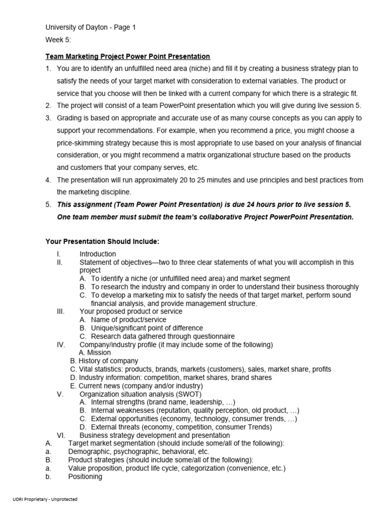 Final Project Overview - Uni of Dayton | PDF | Marketing | Market ...