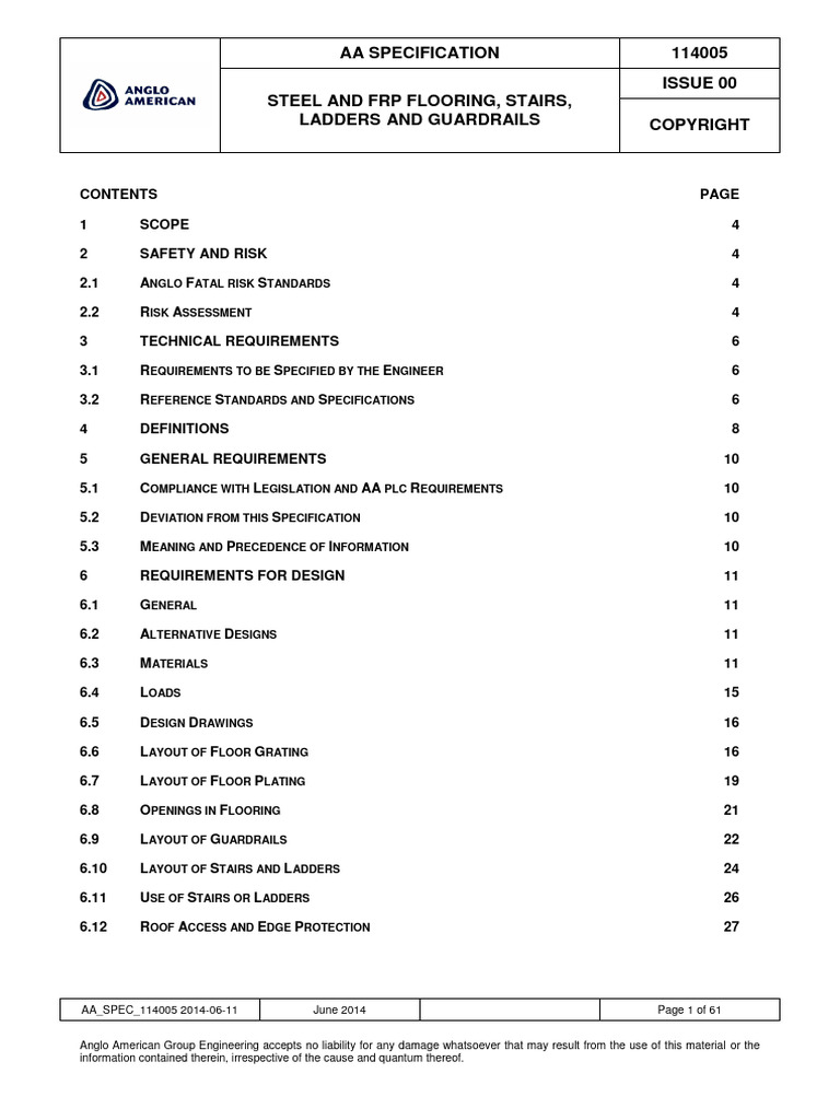 AA SPEC 114005 Stairs, Platforms and Handrails | PDF | Screw ...