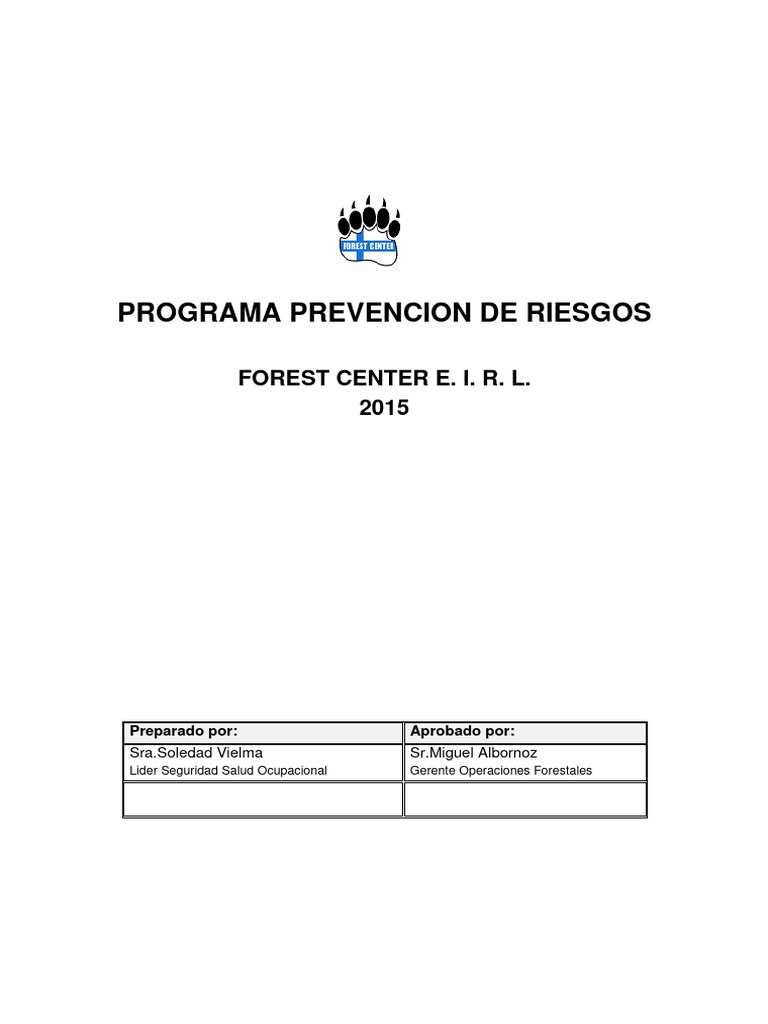 [1library.co] Programa Prevencion de Riesgos | PDF | Seguridad y salud ocupacional