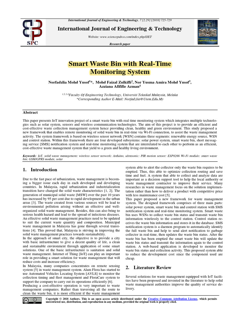 2018 -Smart_Waste_Bin_with_Real-Time_Monitoring_System | Download Free PDF | Internet Of Things ...