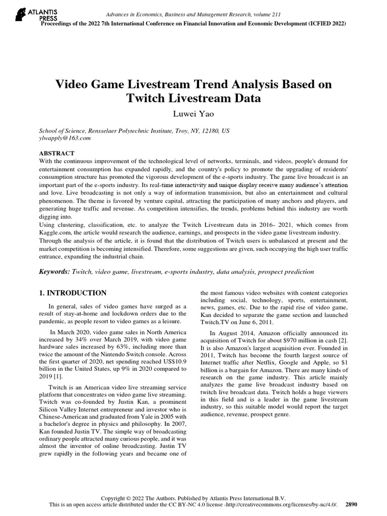 Video Game Livestream Trend Analysis Based On Twitch Livestream Data ...