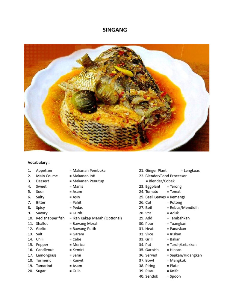 Indonesian Culinary Vocabulary | PDF | Taste | Shallot