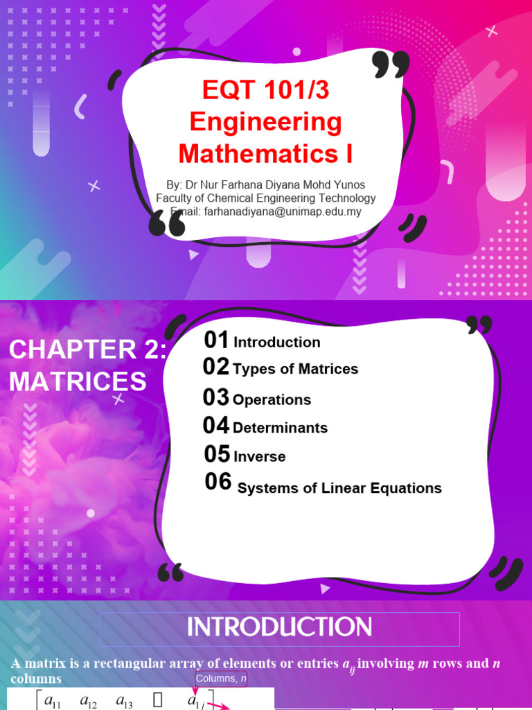 CHAPTER 2matrices Slide | PDF | Matrix (Mathematics) | Numerical Analysis