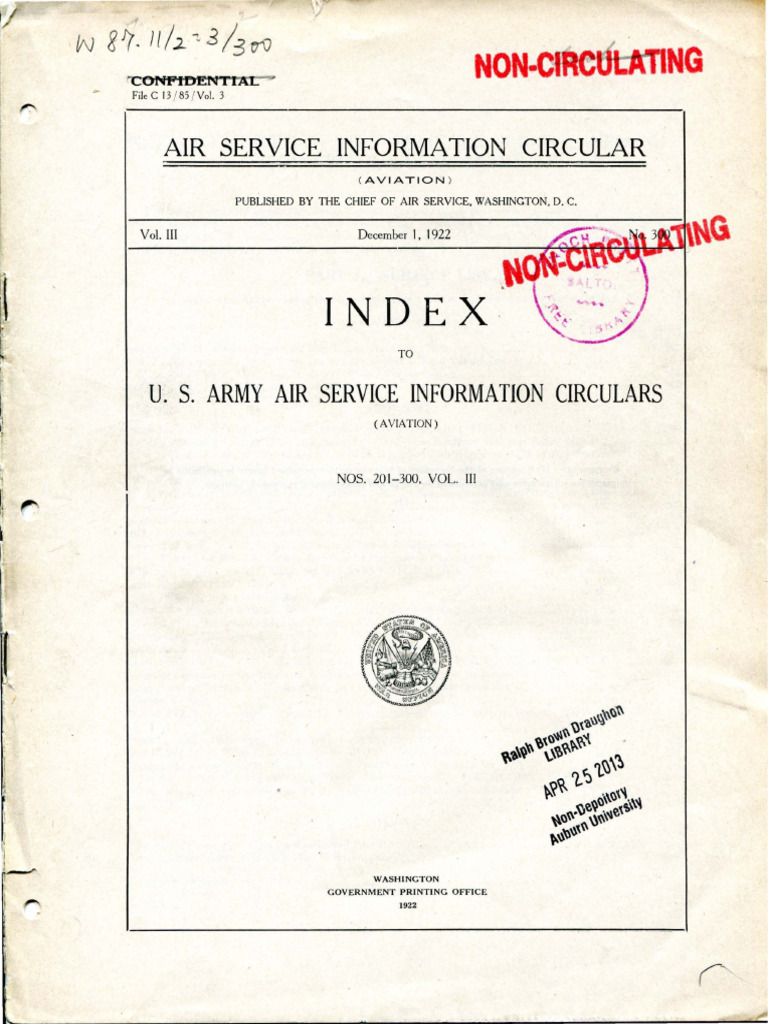 U.S. Army Air Service Circulars Index | PDF | Airplane | Aircraft