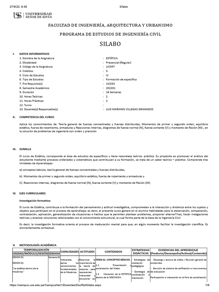 Sílabo | PDF | Viga (Estructura) | Braguero