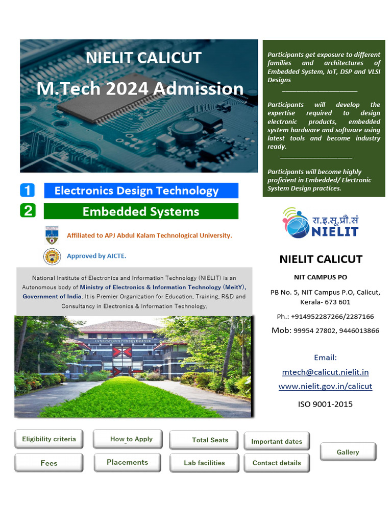 MTech Brochure | PDF | University And College Admission | Academic Degree