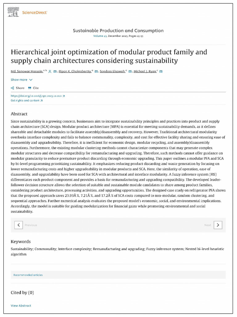 MOD Hierarchical Joint Optimization of Modular Product Family and ...