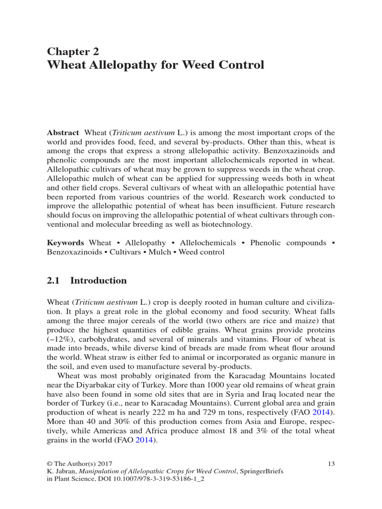 Wheat Allelopathy for Effective Weed Control | PDF | Wheat | Weed