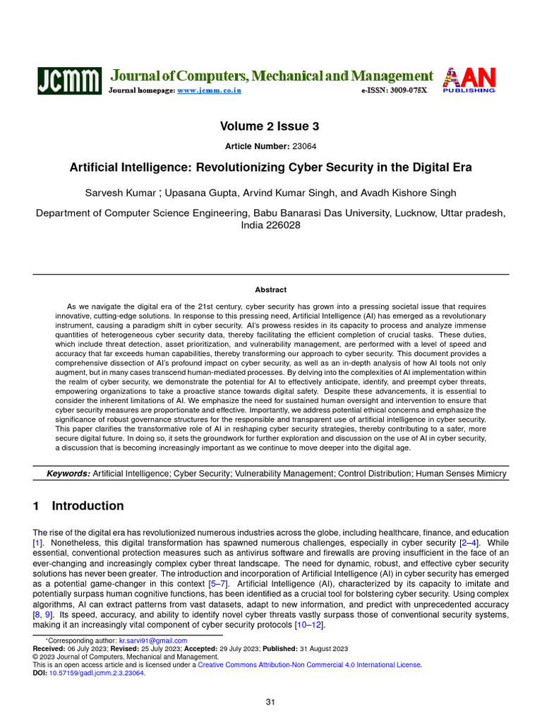 Volume 2 Issue 3 Artificial Intelligence Revolutionizing Cyber