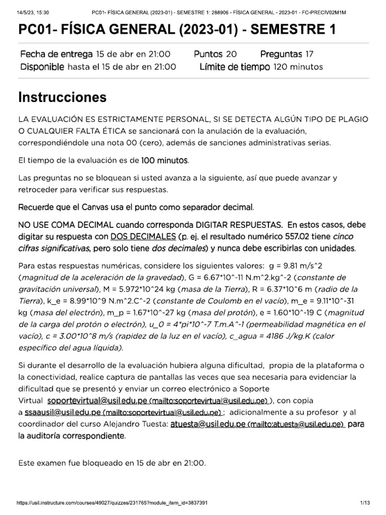 FISICA GENRAL PC1 | PDF