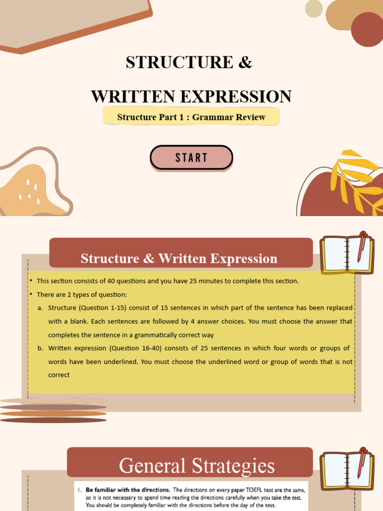 Structure & Written Expression (1) | PDF | Verb | Subject (Grammar)