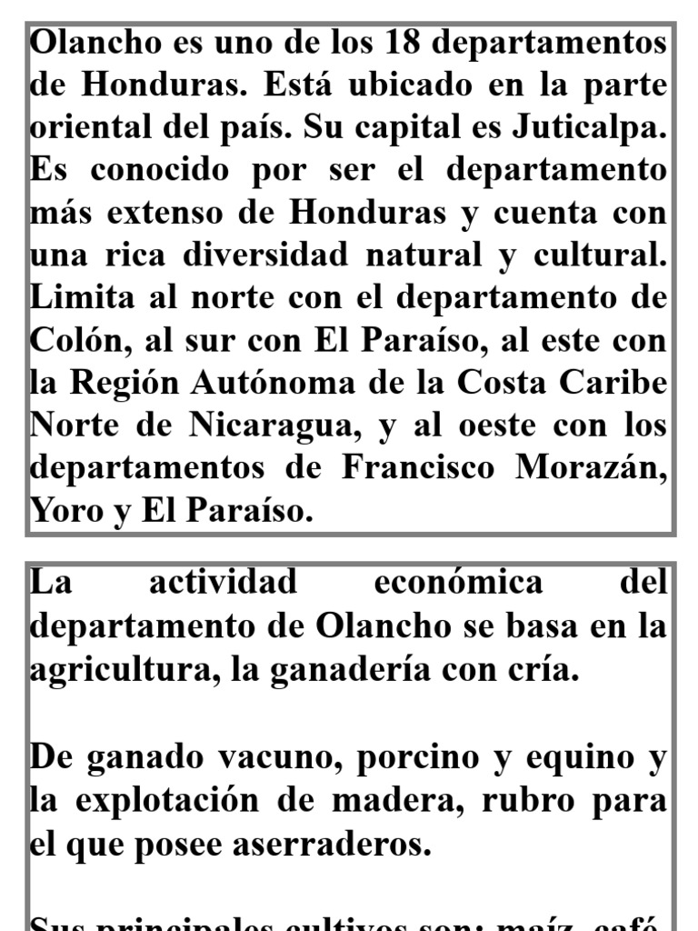 Olancho Es Uno de Los 18 Departamentos de Honduras | PDF