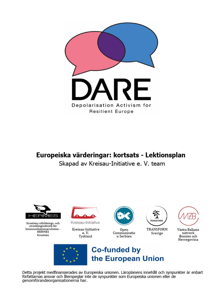 Swedish DARE European Values Cards Lesson Plan | PDF
