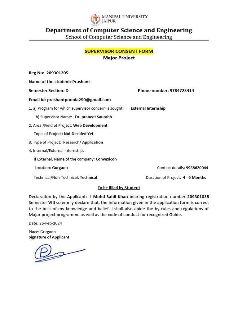 Supervisor Consent Form | PDF