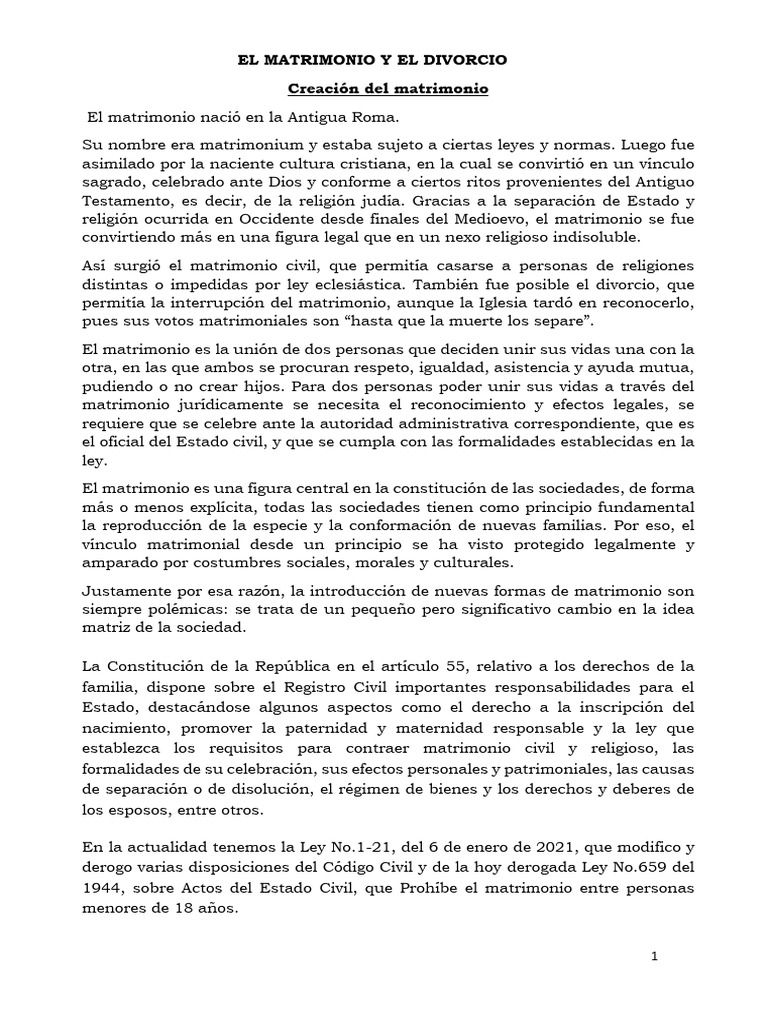 El Matrimonio y El Divorcio Material Segundo Periodo Evaluatorio - 2 ...