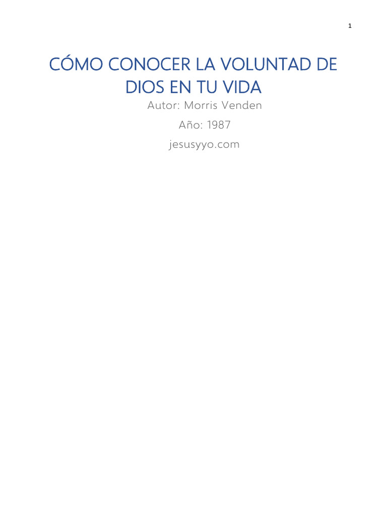 Cómo Conocer La Voluntad de Dios en Tu Vida - Morris Venden | PDF | Elijah | Dios