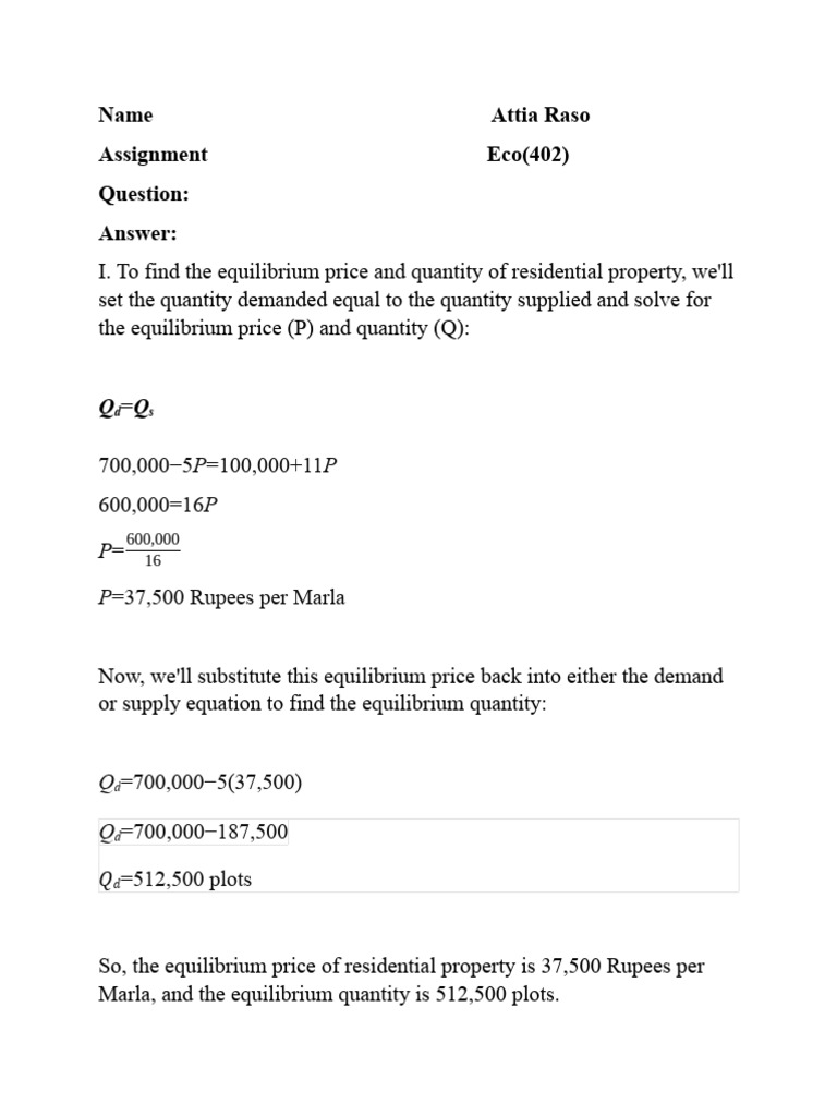Name Attia Raso Assignment Eco (402) Answer | PDF
