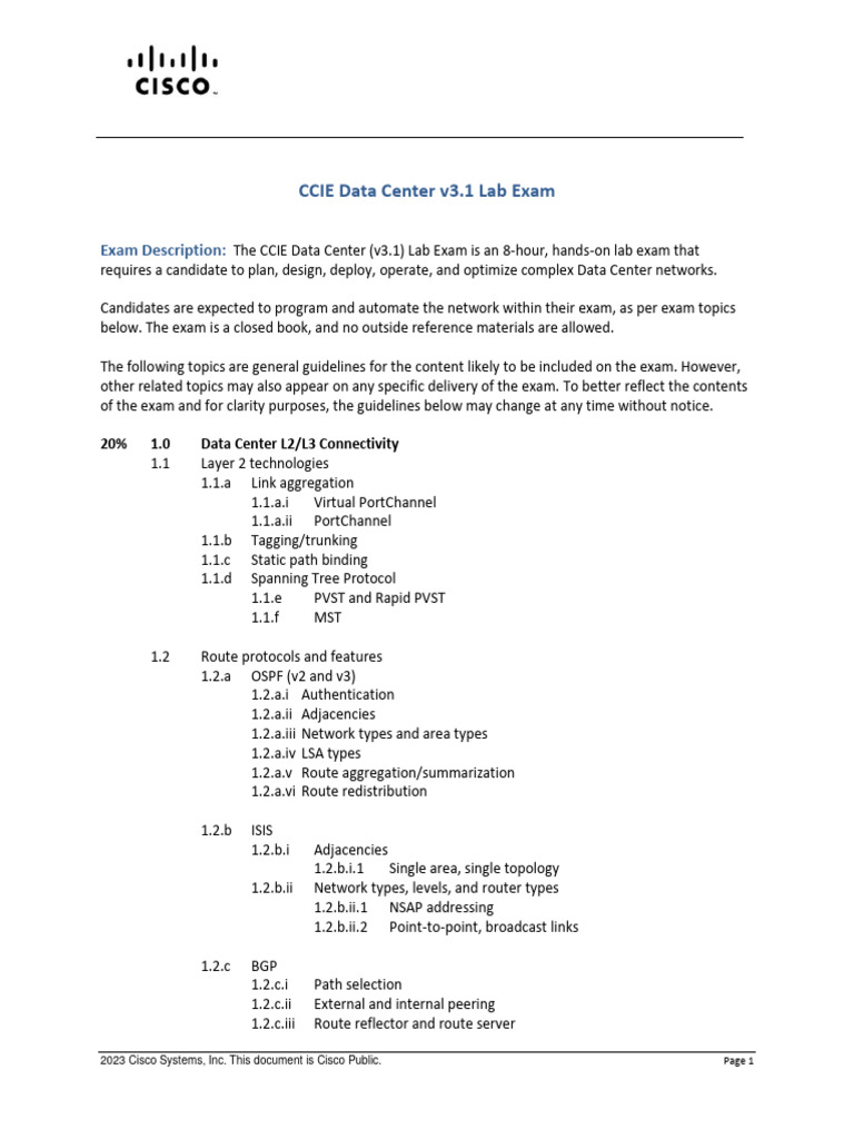 CCIE Data Center v3.1 Lab Exam Guide | PDF | Computer Network ...