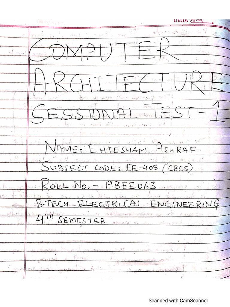 19BEE063 Computer Architecture Sessional Test | PDF