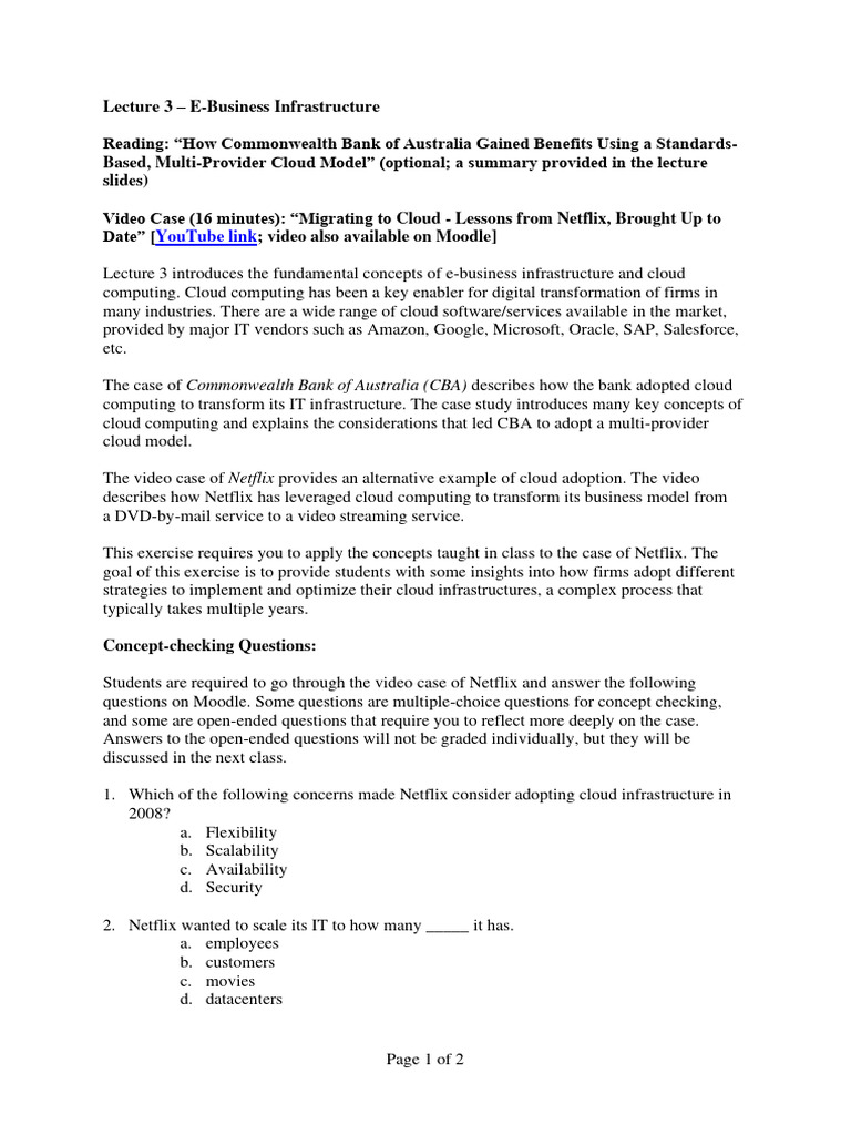 Lecture 3 - Class Exercises e Business | PDF | Cloud Computing | Amazon Web Services