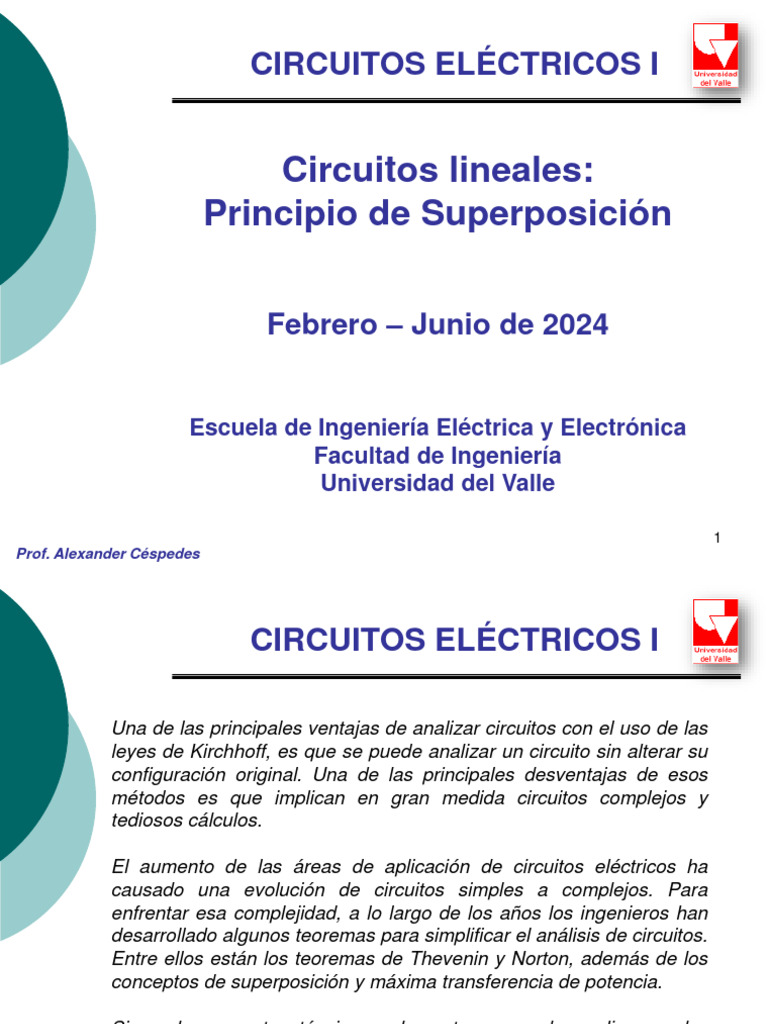 Clase 9 - Circuitos lineales - Principio de Superposición | Descargar ...