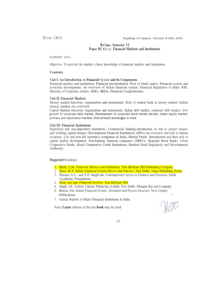 FMI Syllabus Notes NCWEB | PDF | Financial Markets | Money Market