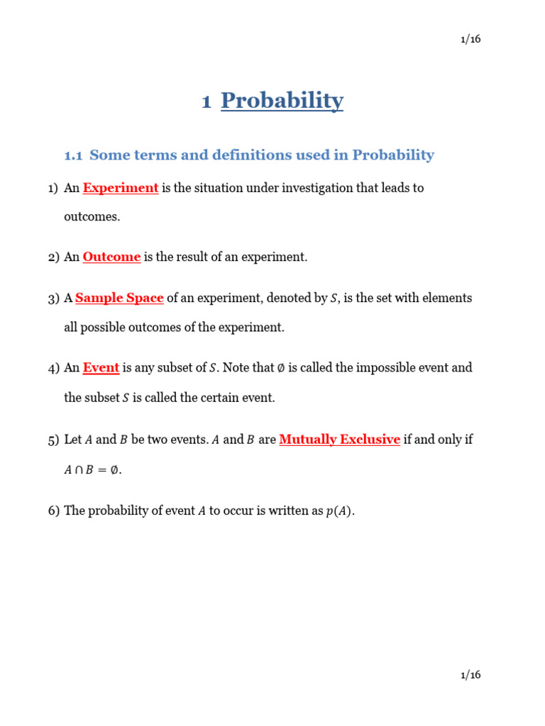 1 Probability | PDF | Empty Set | Probability