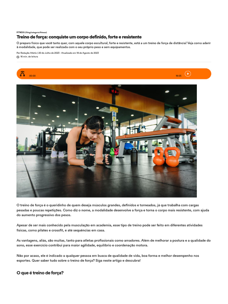 Treino de Força - Conquiste Um Co Definido, Forte e Resistente | PDF ...