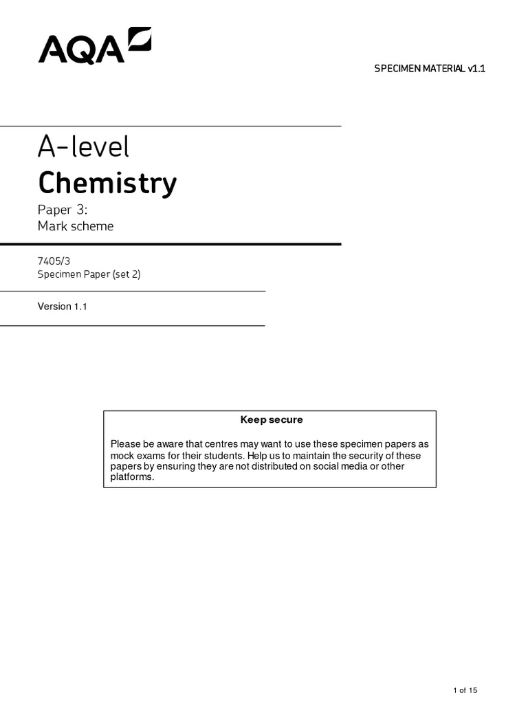7405-3 Specimen Mark Scheme (Set 2) - Paper 3 v1.1 | PDF ...