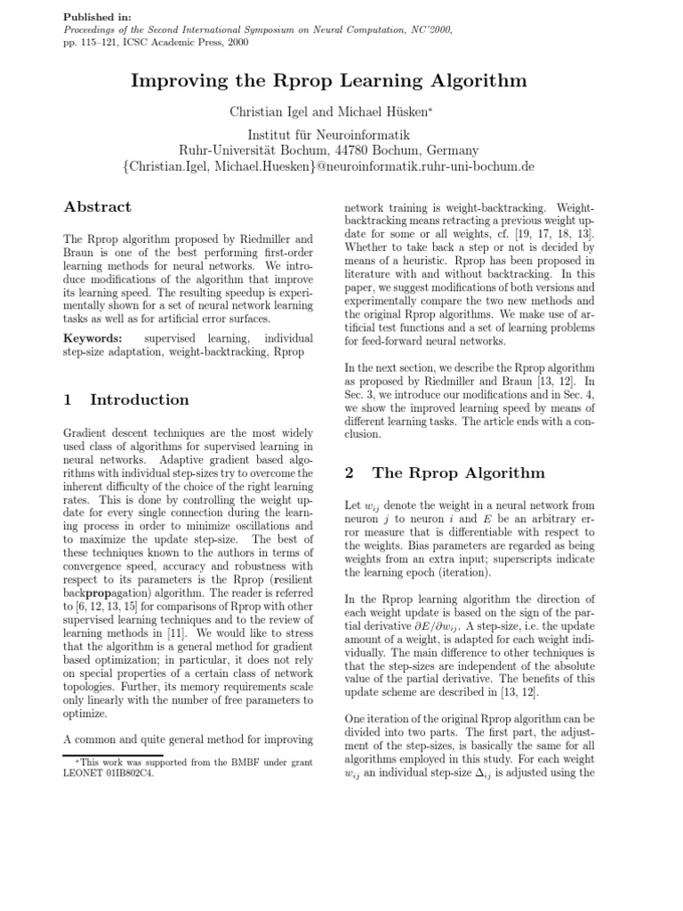 I RPROP | PDF | Artificial Neural Network | Mathematical Optimization
