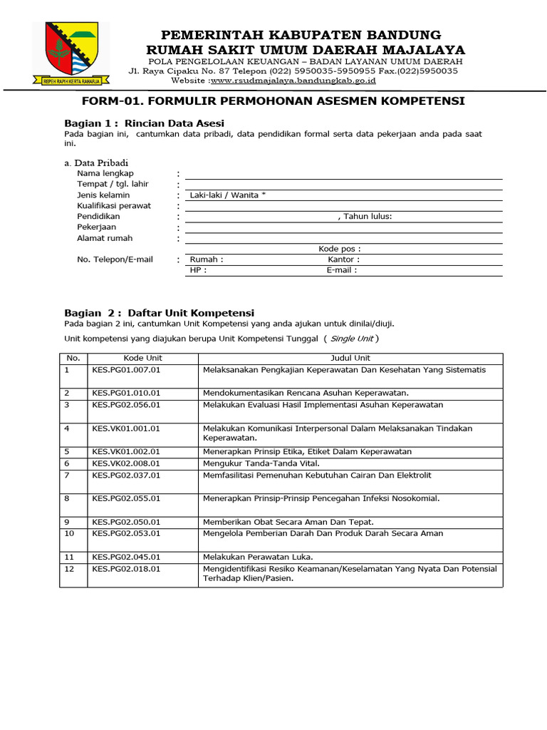 FORM-01 Permohonan Asesment | PDF