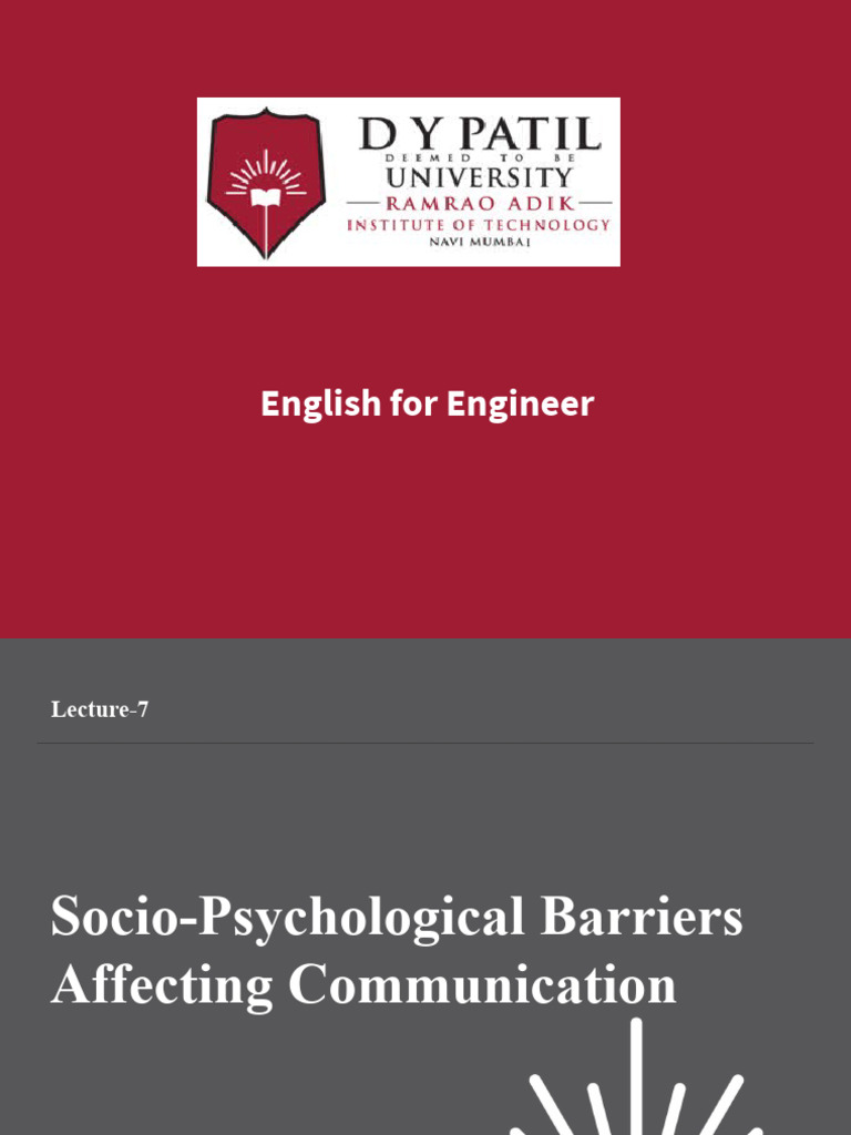FE - English For Engineers - Module-1 - Psychological Barriers | PDF | Communication | Experience