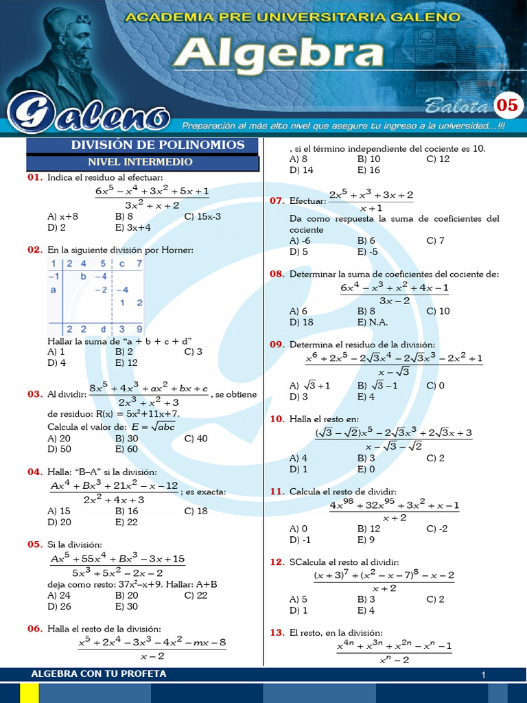 Division de Polinomios | PDF | División (Matemáticas) | Matemáticas
