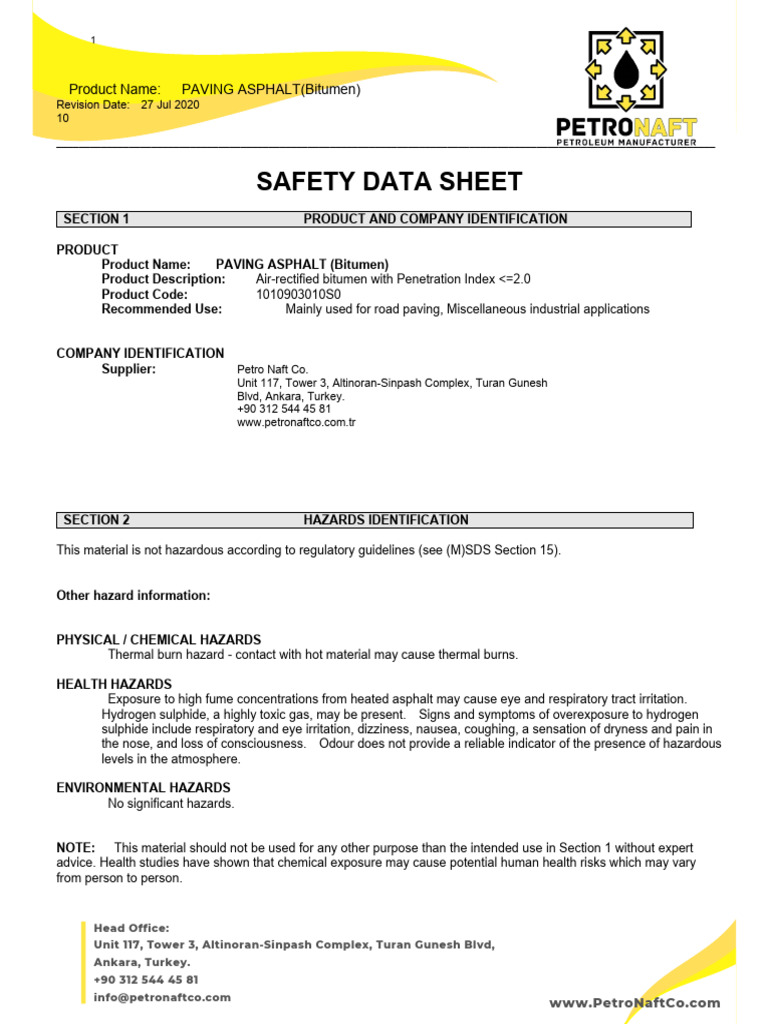 Bitumen Msds | PDF | Dangerous Goods | Occupational Safety And Health