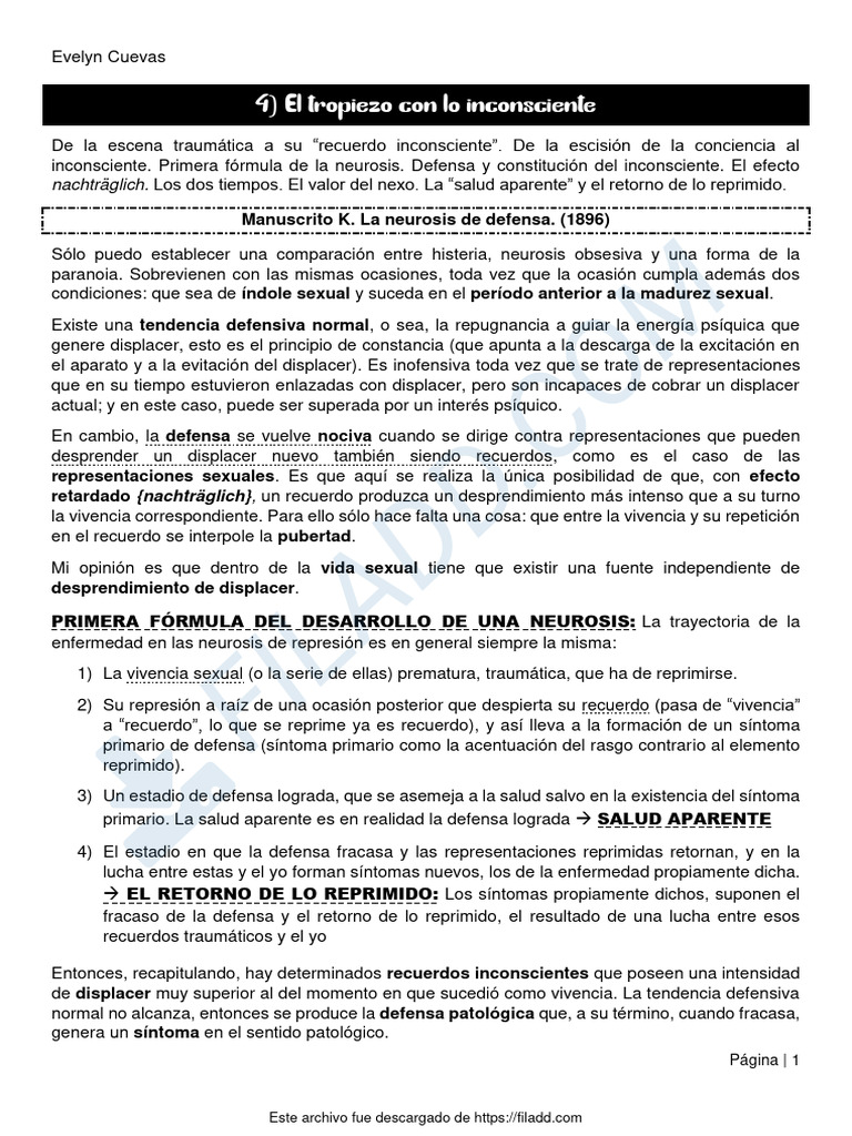 4 El Tropiezo Con Lo Inconsciente | PDF | Neurosis | Trauma psicólogico